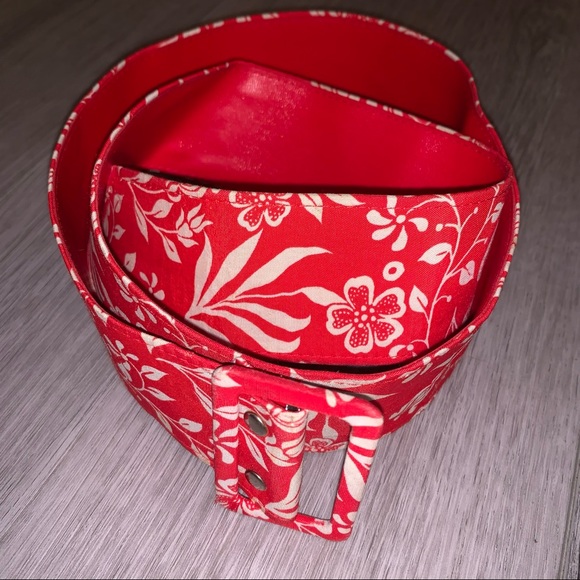 Vintage | Accessories | Vintage Red And White Floral Slide Through Belt ...